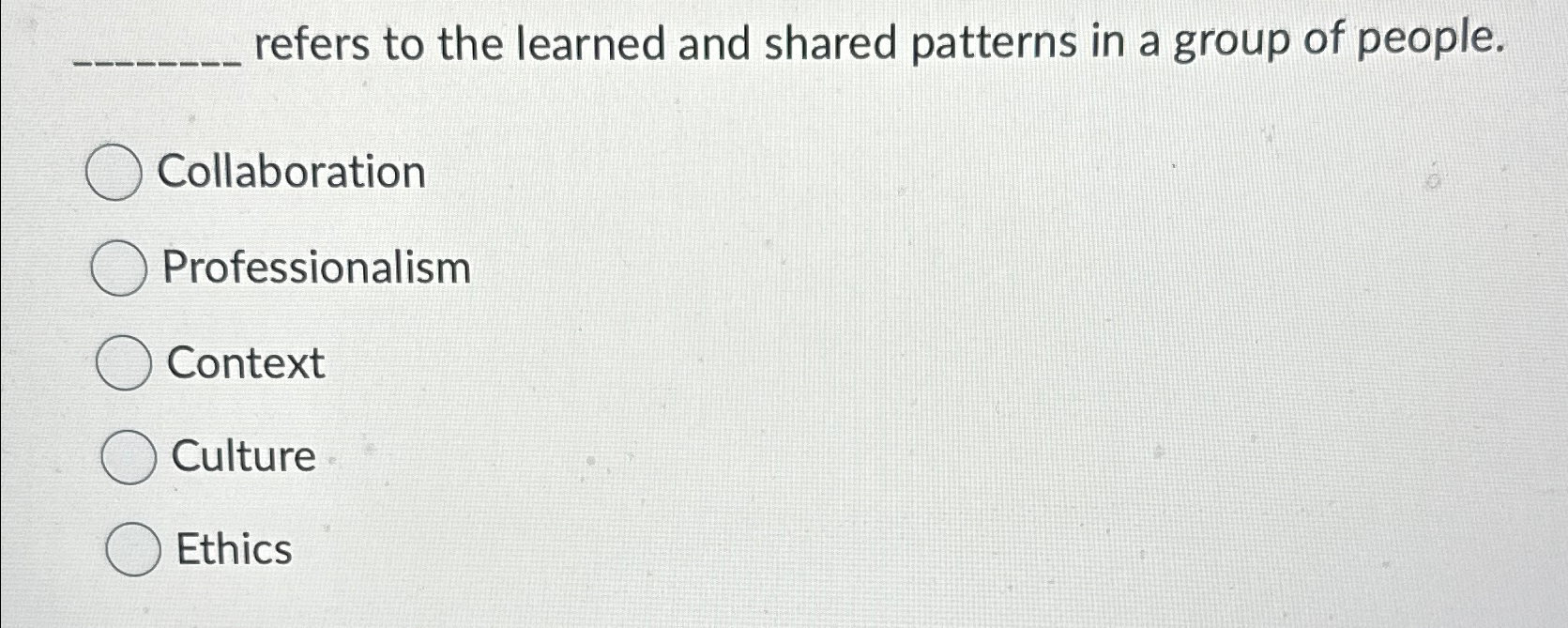Solved refers to the learned and shared patterns in a group | Chegg.com