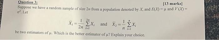 Solved Suppose we have a random sample of size 2n from a | Chegg.com
