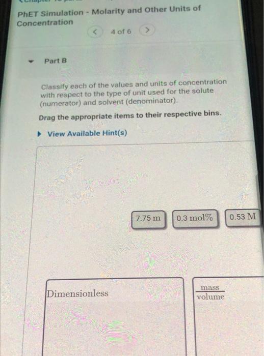Solved PhET Simulation - Molarity and Other Units of | Chegg.com