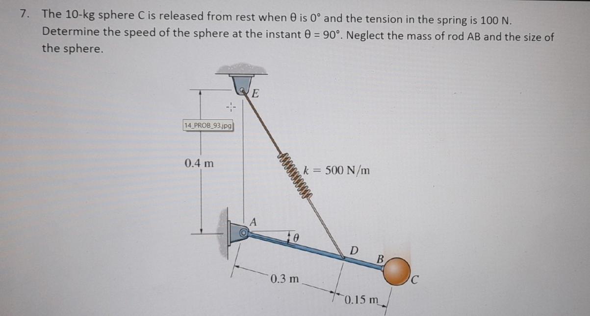 Solved 7. The 10-kg sphere C is released from rest when is | Chegg.com