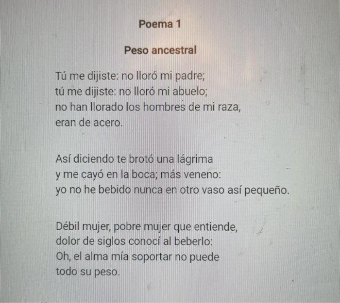 En el Poema 1, ¿qué norma del contexto sociocultural | Chegg.com