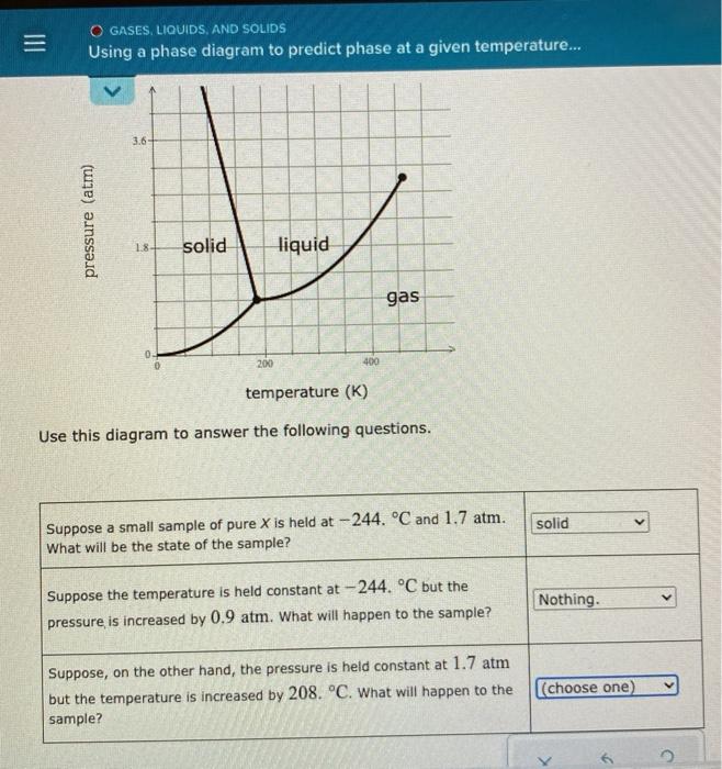 Solved = O GASES, LIQUIDS, AND SOLIDS Using a phase diagram | Chegg.com