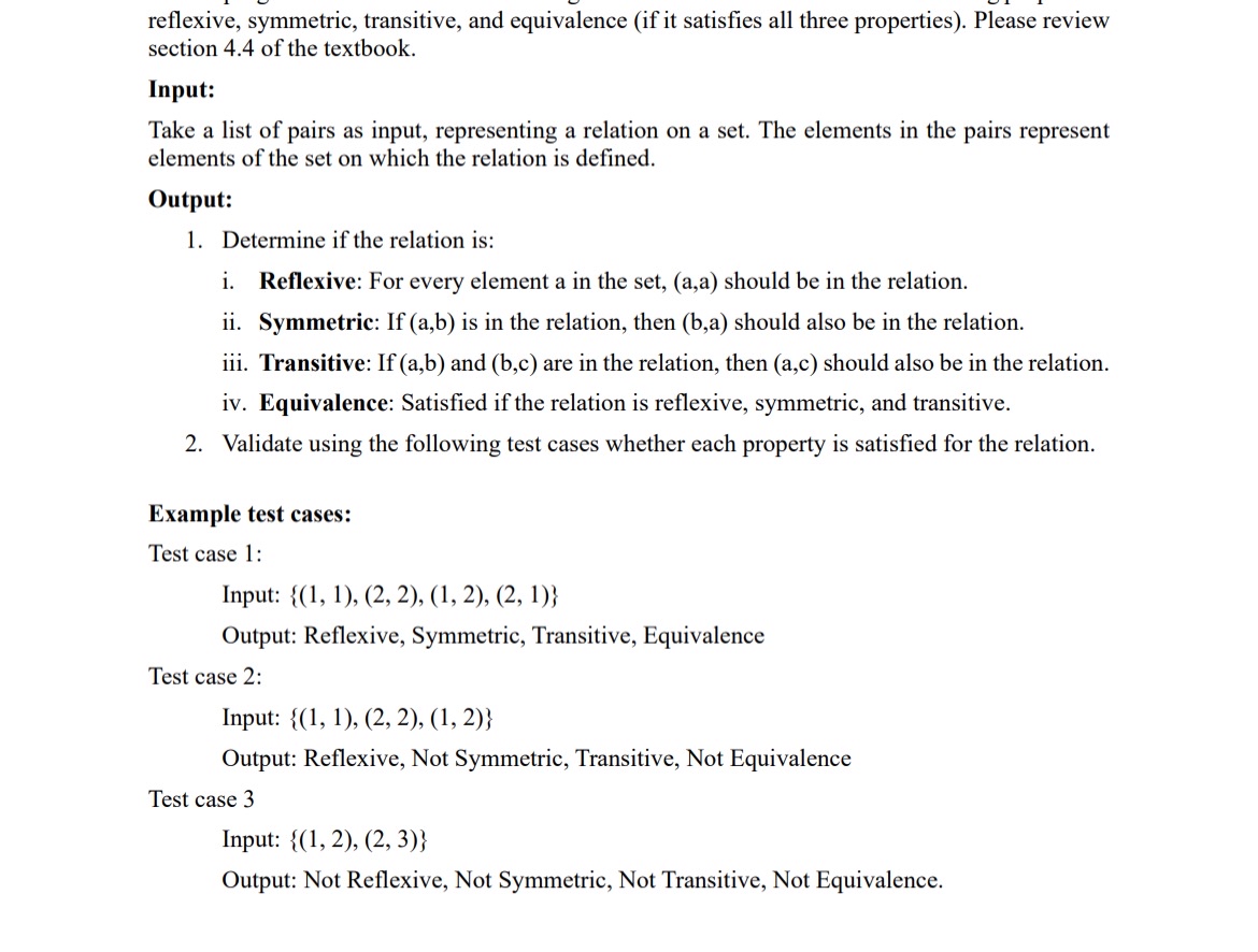 Solved reflexive, symmetric, transitive, and equivalence (if | Chegg.com