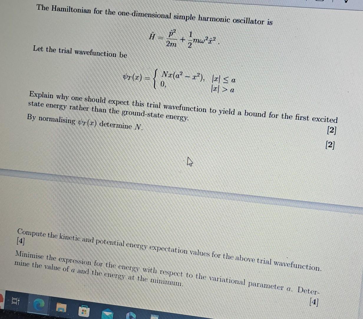 Solved The Hamiltonian for the one-dimensional simple | Chegg.com