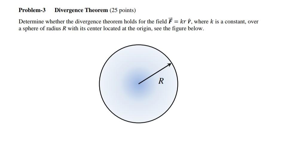 Solved Problem-3 Divergence Theorem (25 points) Determine | Chegg.com