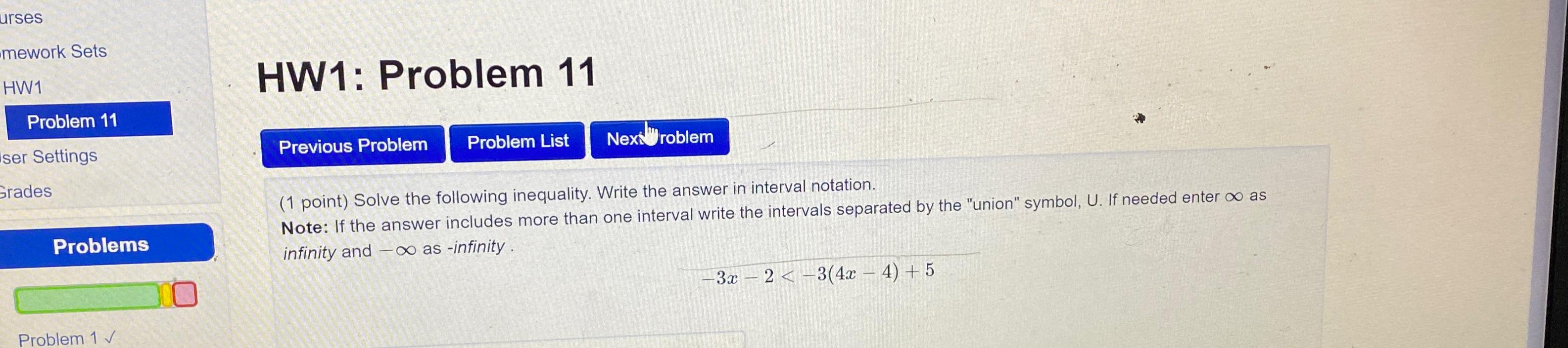 Solved HW1: Problem 11SettingsSirades(1 ﻿point) ﻿Solve the | Chegg.com