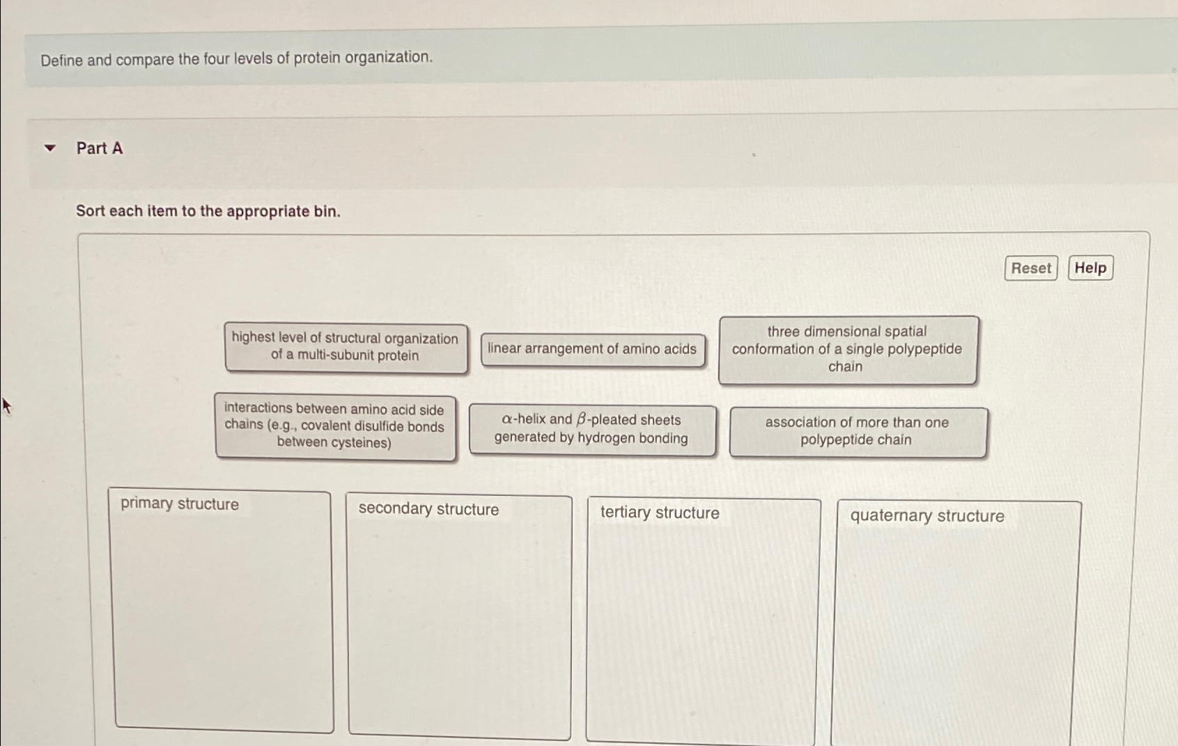 Solved Define and compare the four levels of protein | Chegg.com