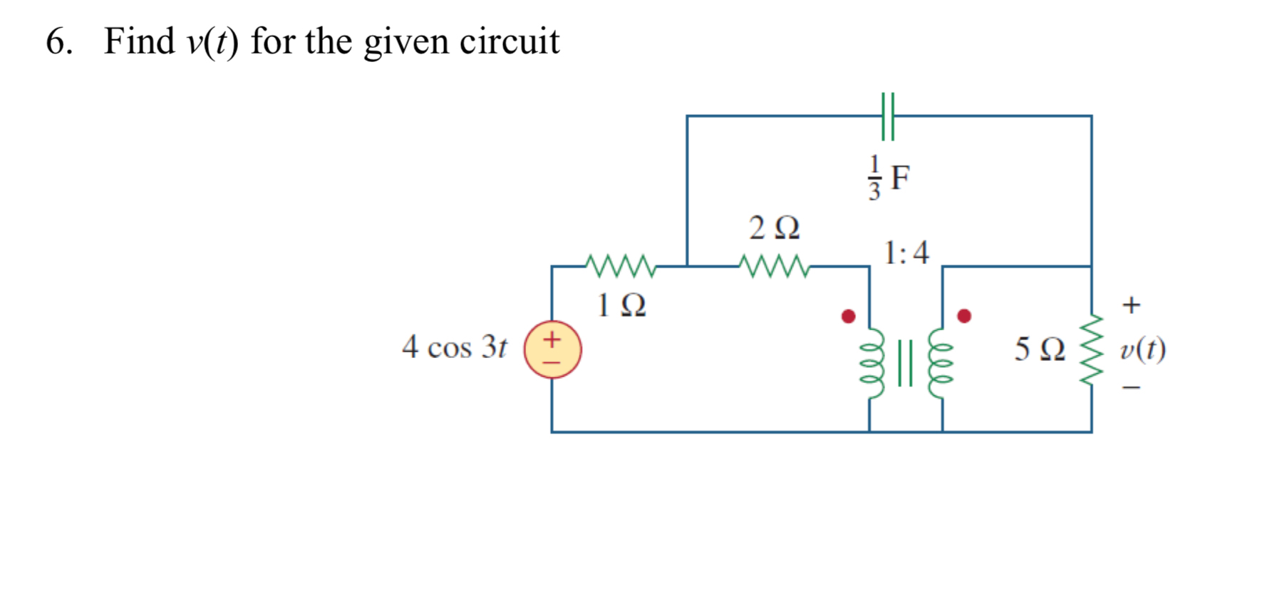Solved Find v(t) ﻿for the given circuit | Chegg.com