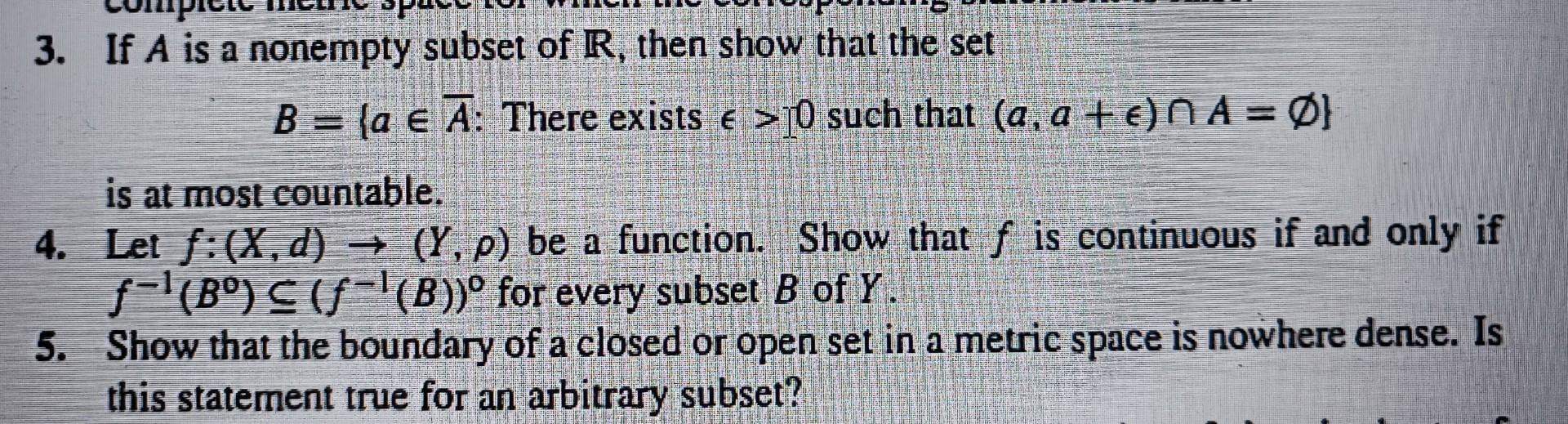 Solved 3. If A is a nonempty subset of R, then show that the | Chegg.com