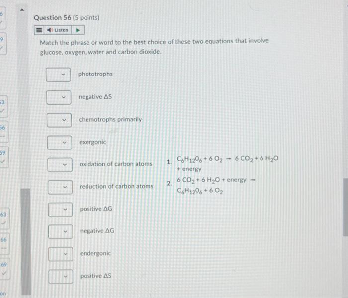 Solved Question 56 (5 points) Match the phrase or word to | Chegg.com