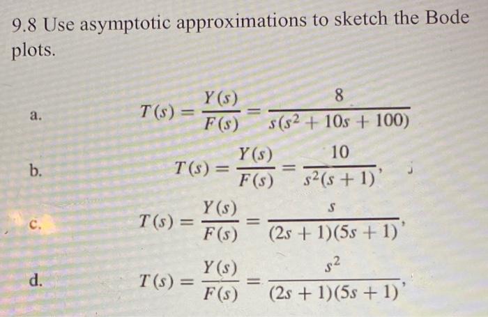 Solved 9.8 Use asymptotic approximations to sketch the Bode | Chegg.com