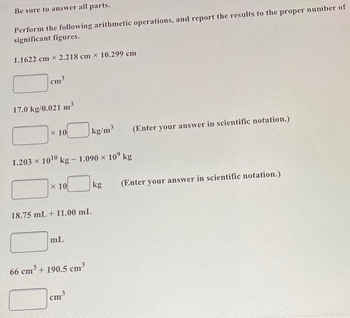 Solved Be sure to answer all parts. Perform the following | Chegg.com