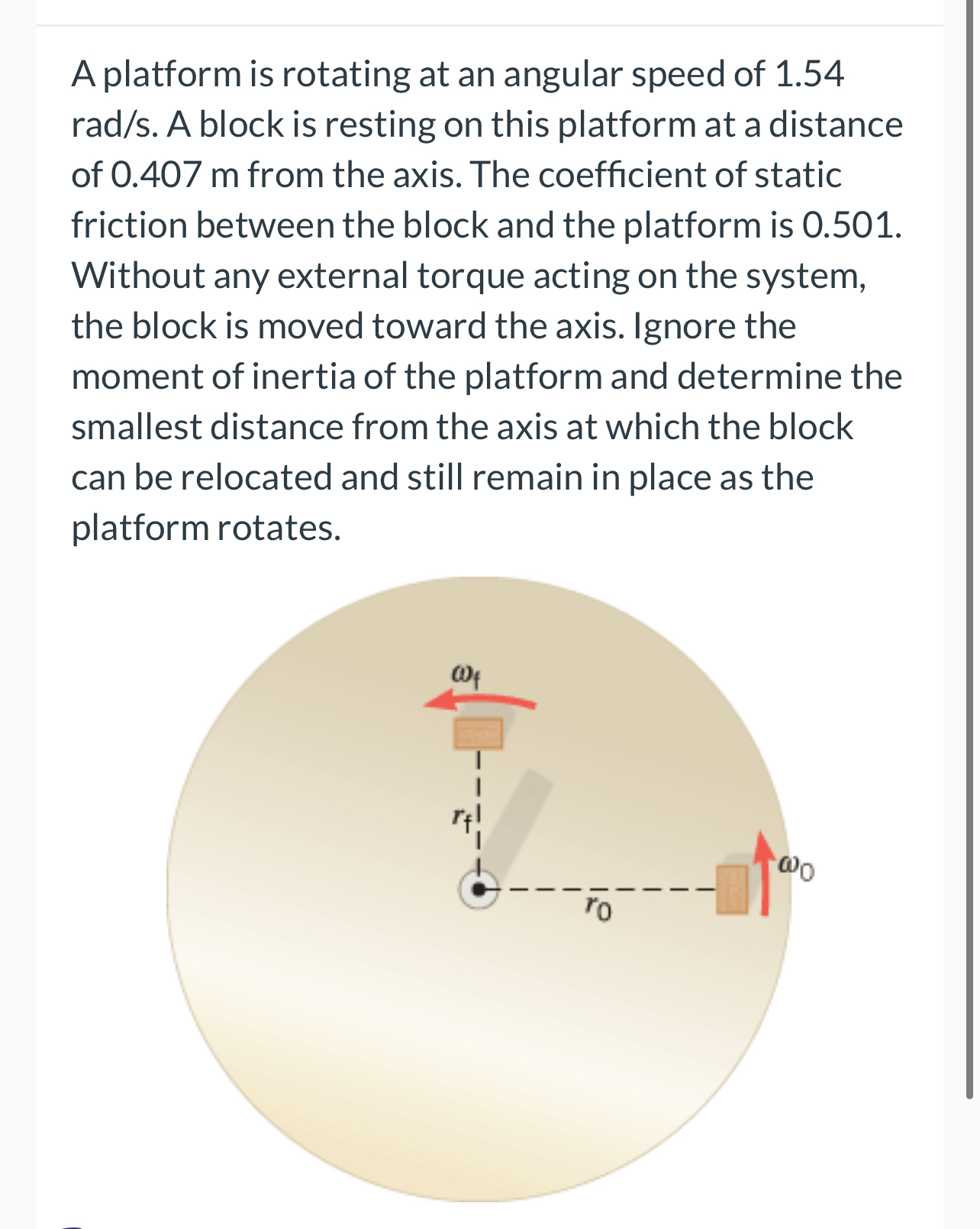 Solved A platform is rotating at an angular speed of | Chegg.com