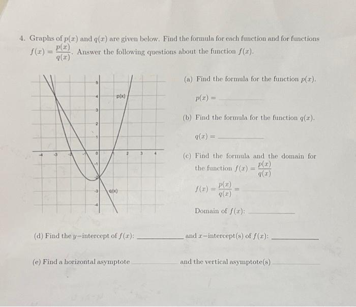 Solved 4. Graphs of p(x) and g(x) are given below. Find the | Chegg.com