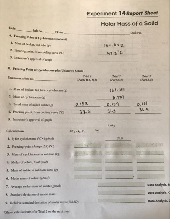 Solved 9. Relative standard deviation of molar mass ( (∵RSD) | Chegg.com