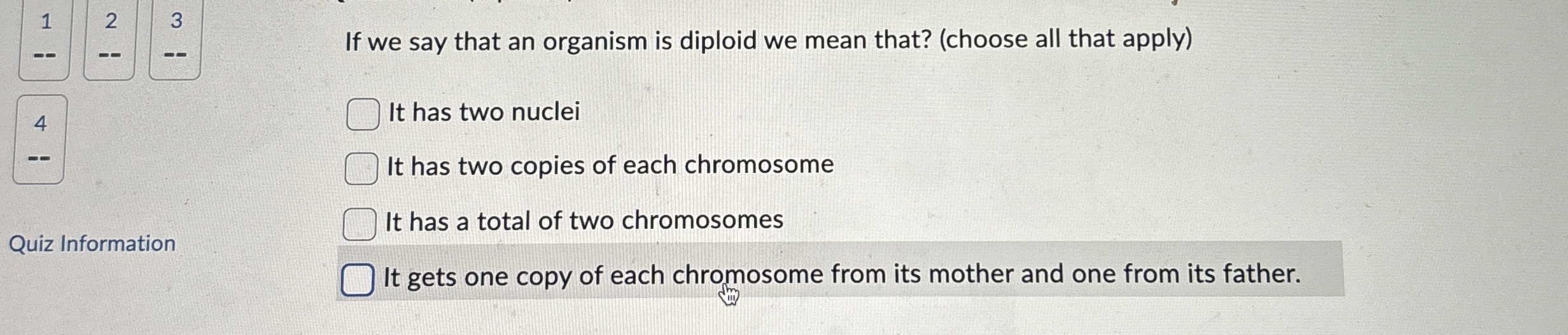 Solved It has two nucleiIt has two copies of each | Chegg.com