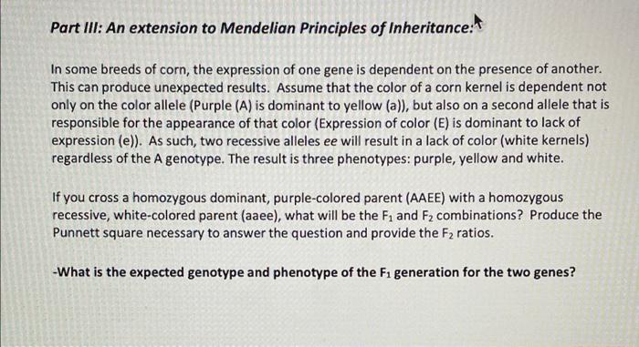 Solved Part III: An extension to Mendelian Principles of | Chegg.com