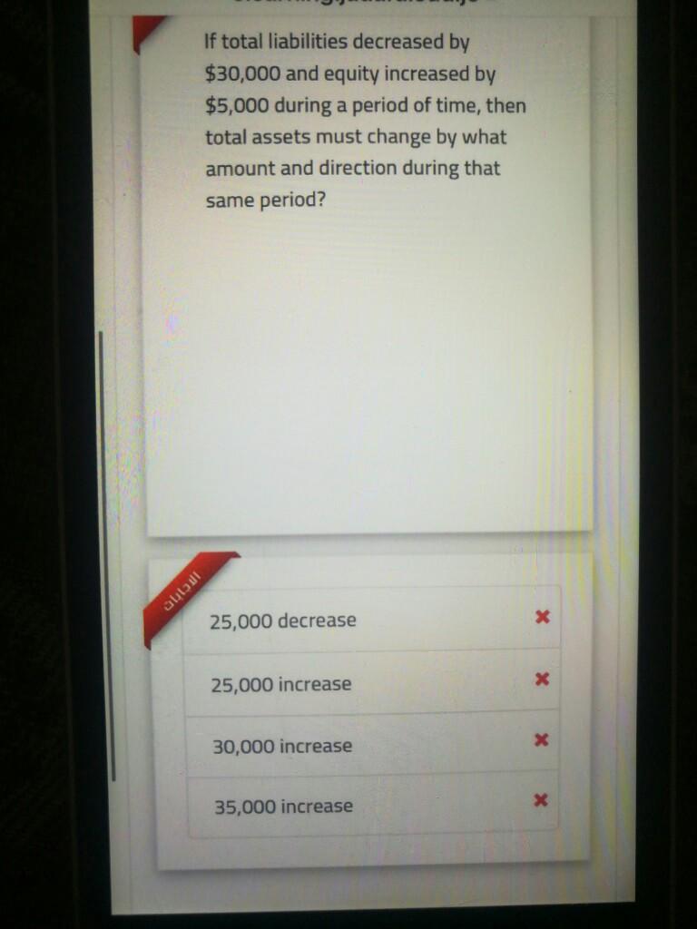 Solved If total liabilities decreased by $30,000 and equity | Chegg.com