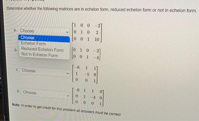 Solved The reduced row-echelon forms of the augmented | Chegg.com