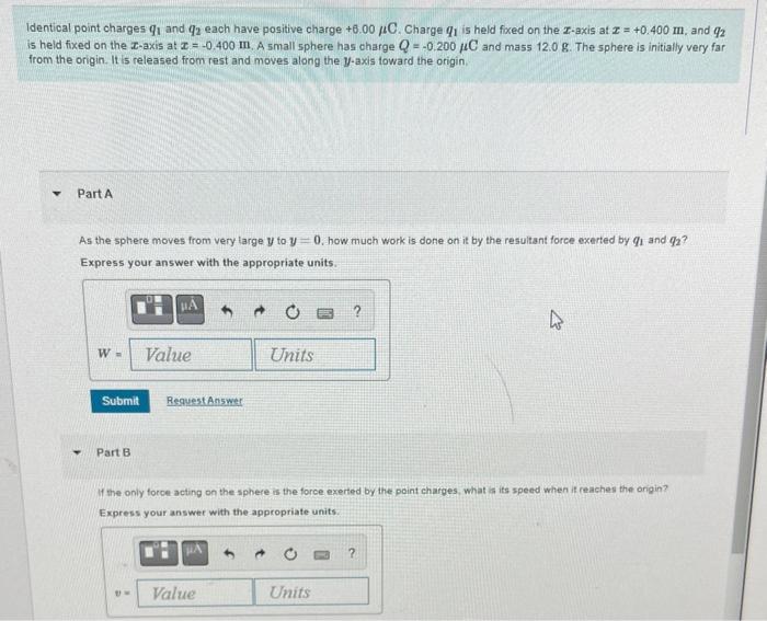 Solved Identical point charges q1 and q2 each have positive | Chegg.com