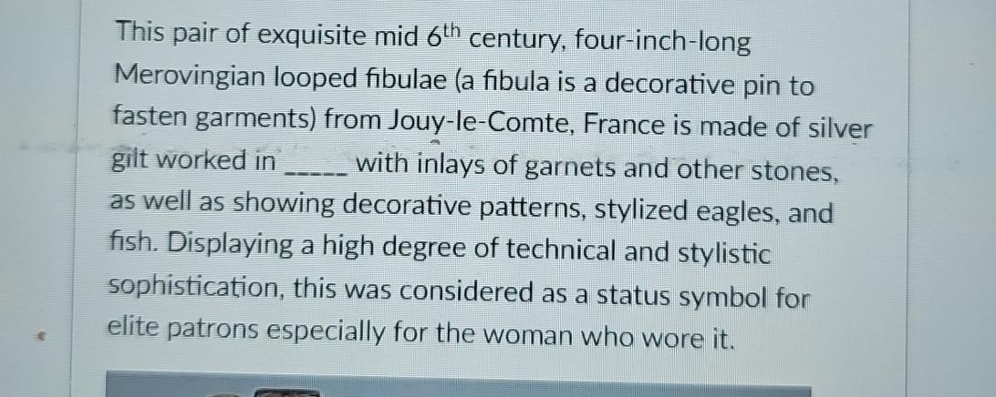 Solved This pair of exquisite mid 6th ﻿century, | Chegg.com
