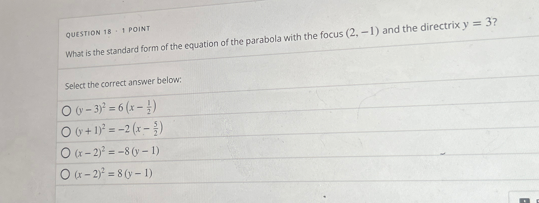 Solved QUESTION 18 - 1 ﻿POINTWhat is the standard form of | Chegg.com