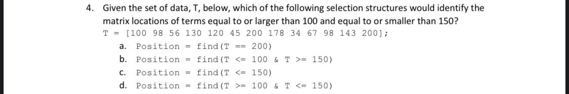 Solved Given the set of data, T, ﻿below, which of the | Chegg.com