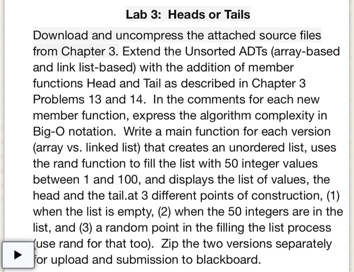 Lab 3: Heads or Tails Download and uncompress the | Chegg.com