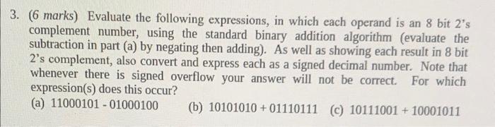 Solved 3. (6 marks) Evaluate the following expressions, in | Chegg.com