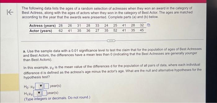Solved The following data lists the ages of a random | Chegg.com
