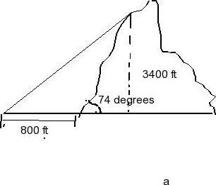 Solved A steep mountain is inclined 74 degrees tothe | Chegg.com