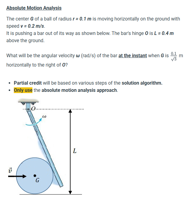 Solved Absolute Motion AnalysisThe center G of ﻿a ball of | Chegg.com