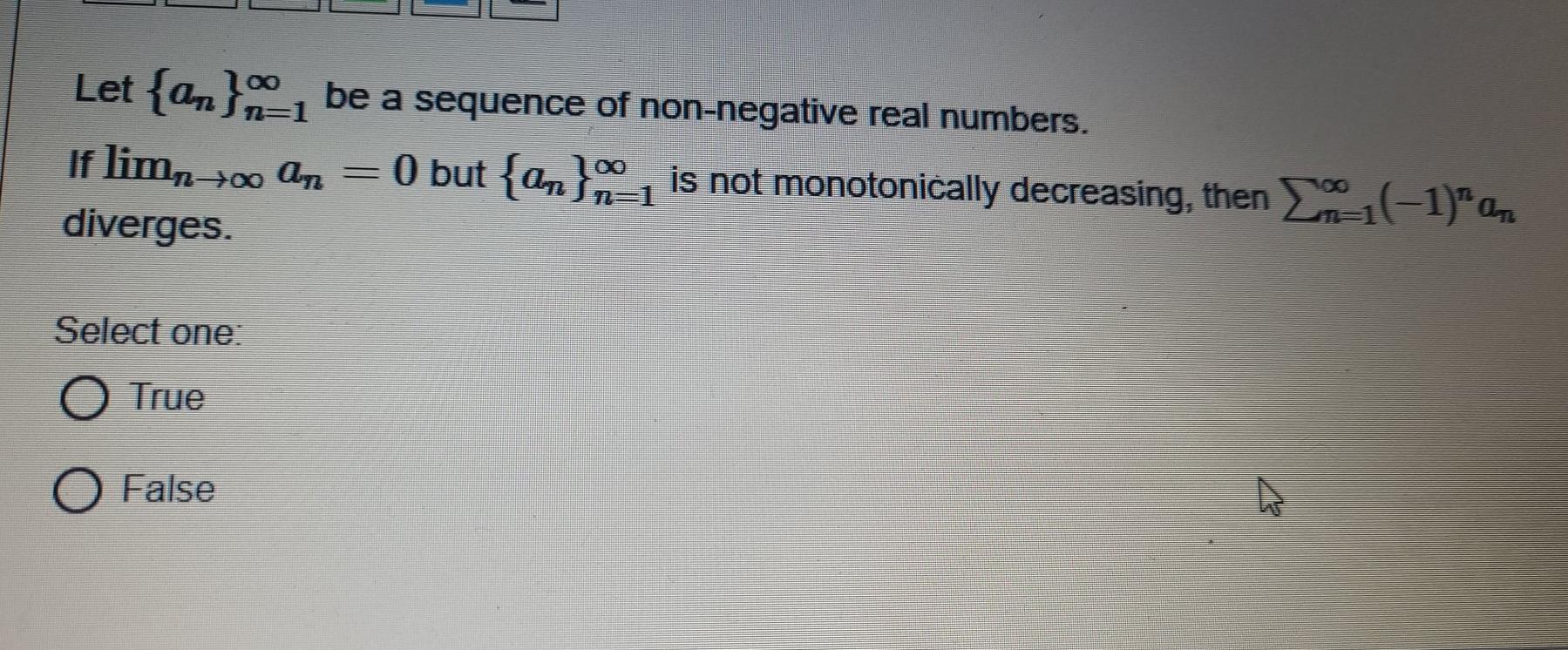 Solved Let {an} -, be a sequence of non-negative real | Chegg.com
