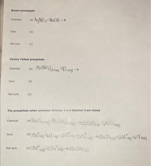 Solved Brown precipitate Chemical (a) N NO3 + NaOH + Ionic | Chegg.com