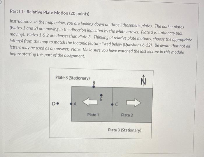 Solved Part III - Relative Plate Motion (20 points) | Chegg.com