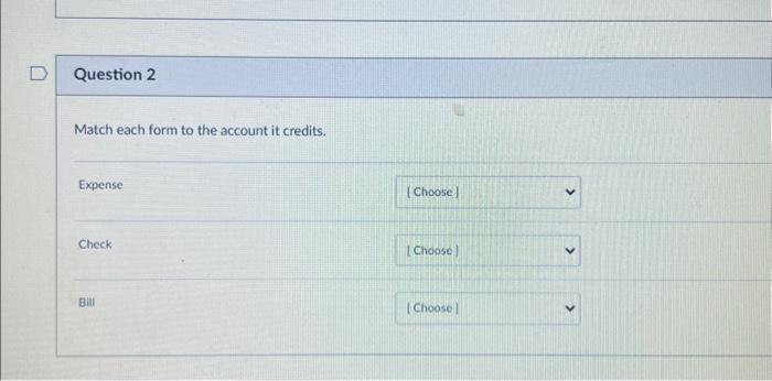 Solved Match each form to the account it credits. Expense | Chegg.com