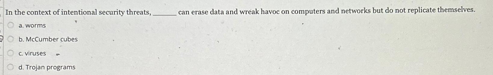 Solved In the context of intentional security threats, , | Chegg.com