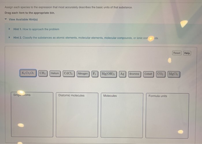 Solved Assign each species to the expression that most | Chegg.com