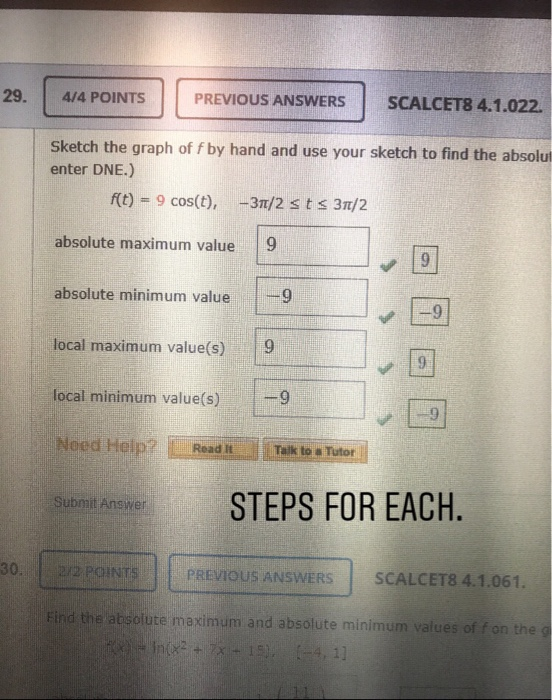 Solved 29. 4/4 POINTS PREVIOUS ANSWERS | SCALCET8 4.1.022. | Chegg.com