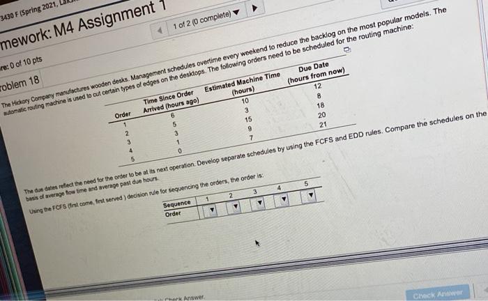 Solved 3430F (Spring 2021 mework: M4 Assignment 1 1 of 2 (0 | Chegg.com