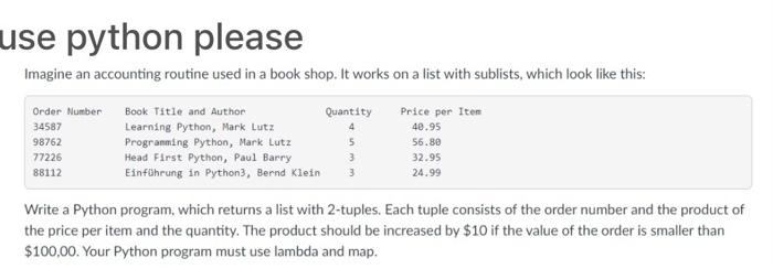 Solved use python please Imagine an accounting routine used | Chegg.com