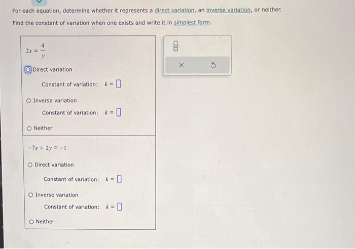 Solved For each equation, determine whether it represents a | Chegg.com