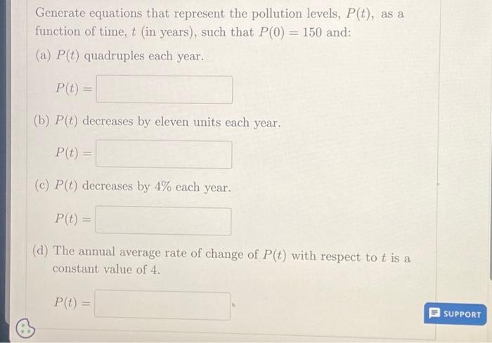 Solved Generate equations that represent the pollution | Chegg.com