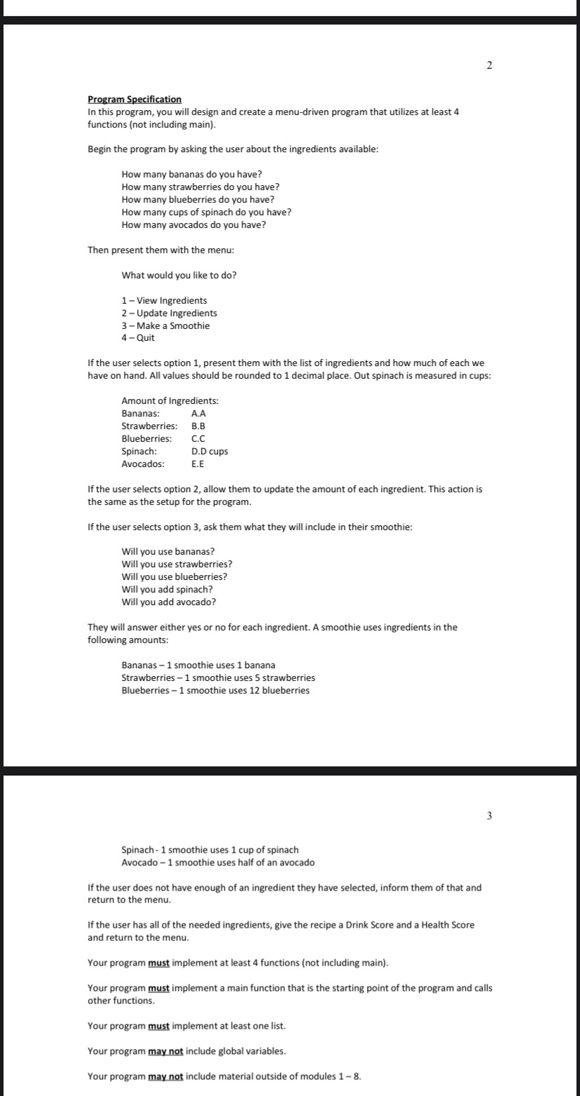 Solved 2program Specificationin This Program You Will