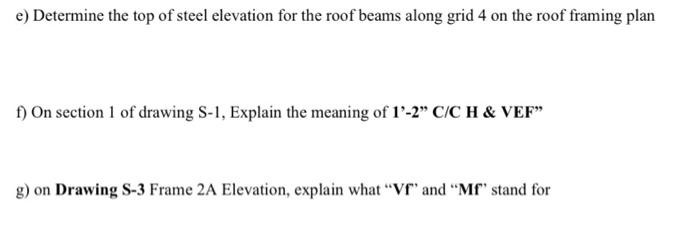 e) Determine the top of steel elevation for the roof | Chegg.com
