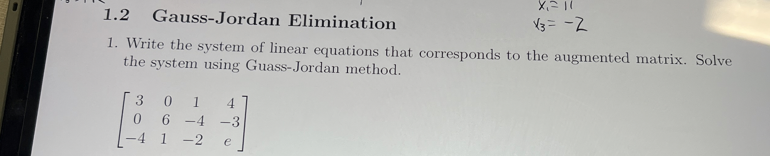 Solved Gauss-Jordan EliminationWrite the system of linear | Chegg.com