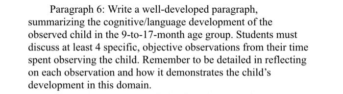 Paragraph 6: Write a well-developed paragraph, | Chegg.com