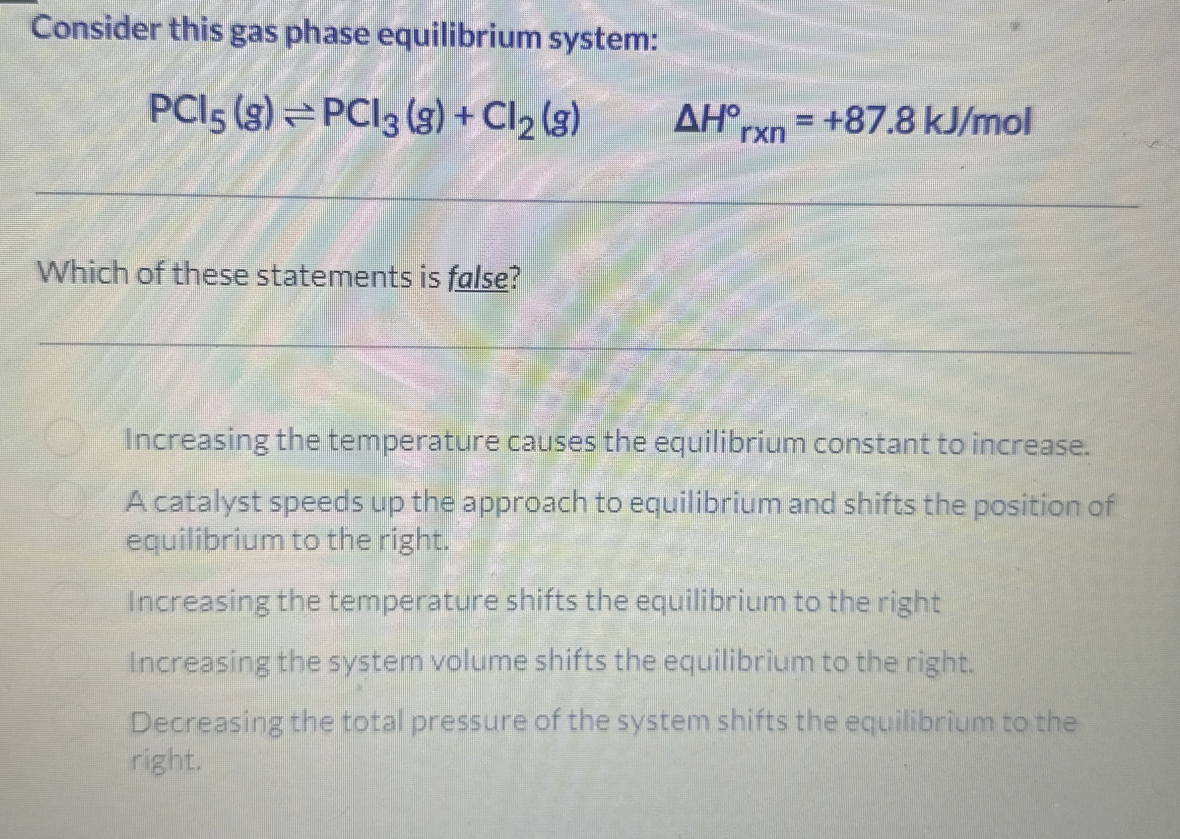 Solved Consider this gas phase equilibrium | Chegg.com