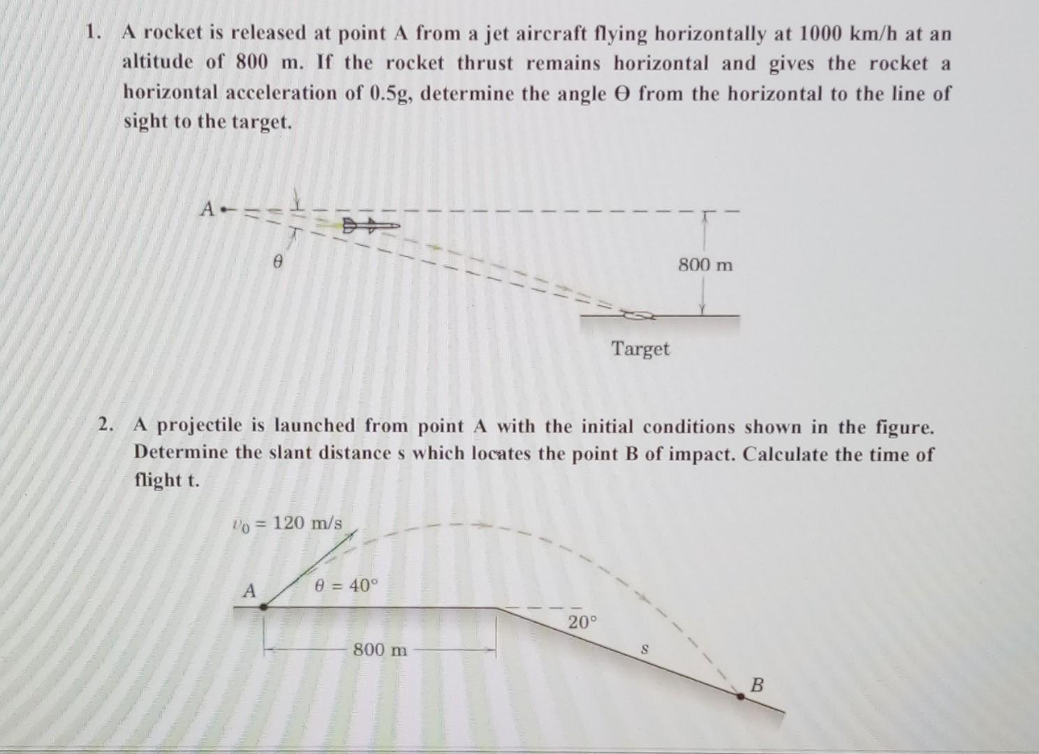 Solved A rocket is released at point A from a jet aircraft | Chegg.com