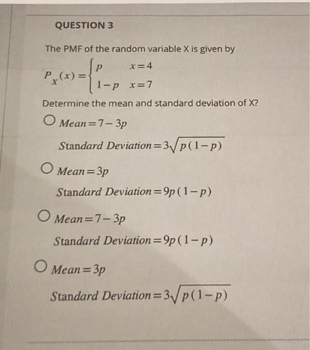 Solved The PMF of the random variable X is given by | Chegg.com